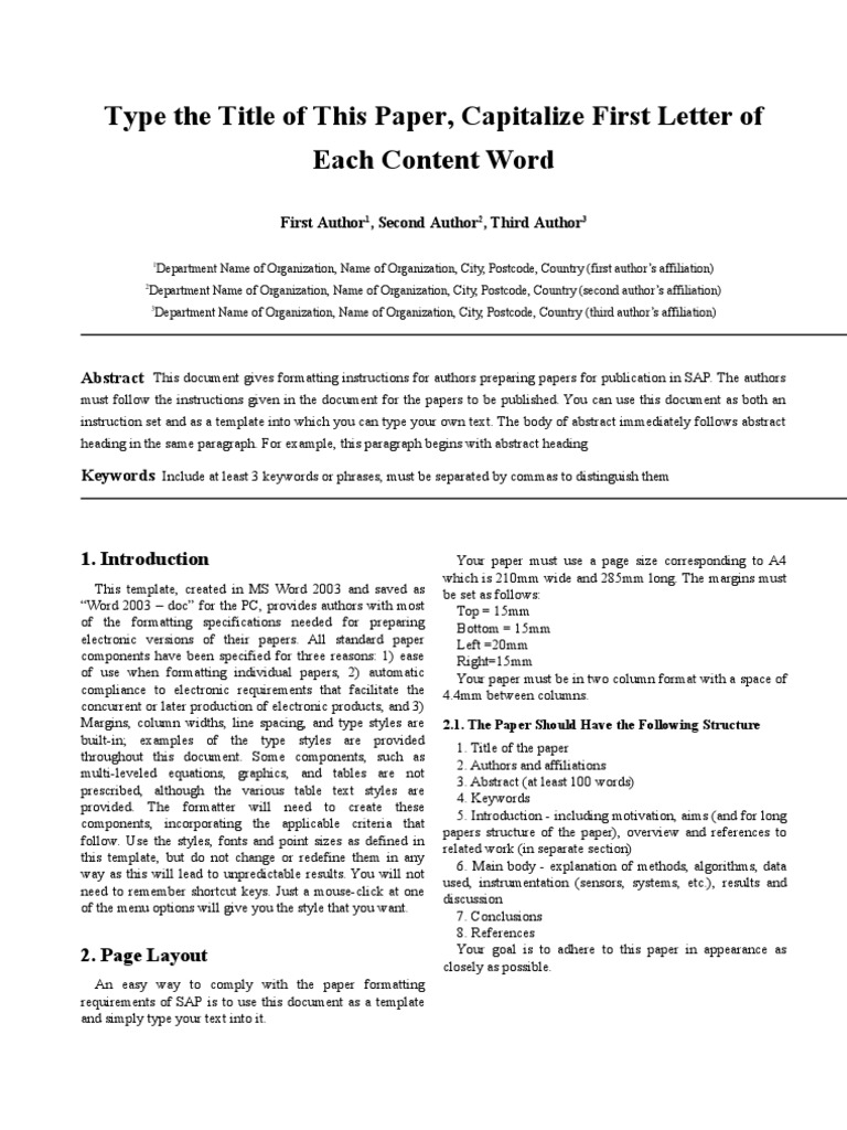 SAP Manuscript Template | PDF | Typefaces | Paragraph