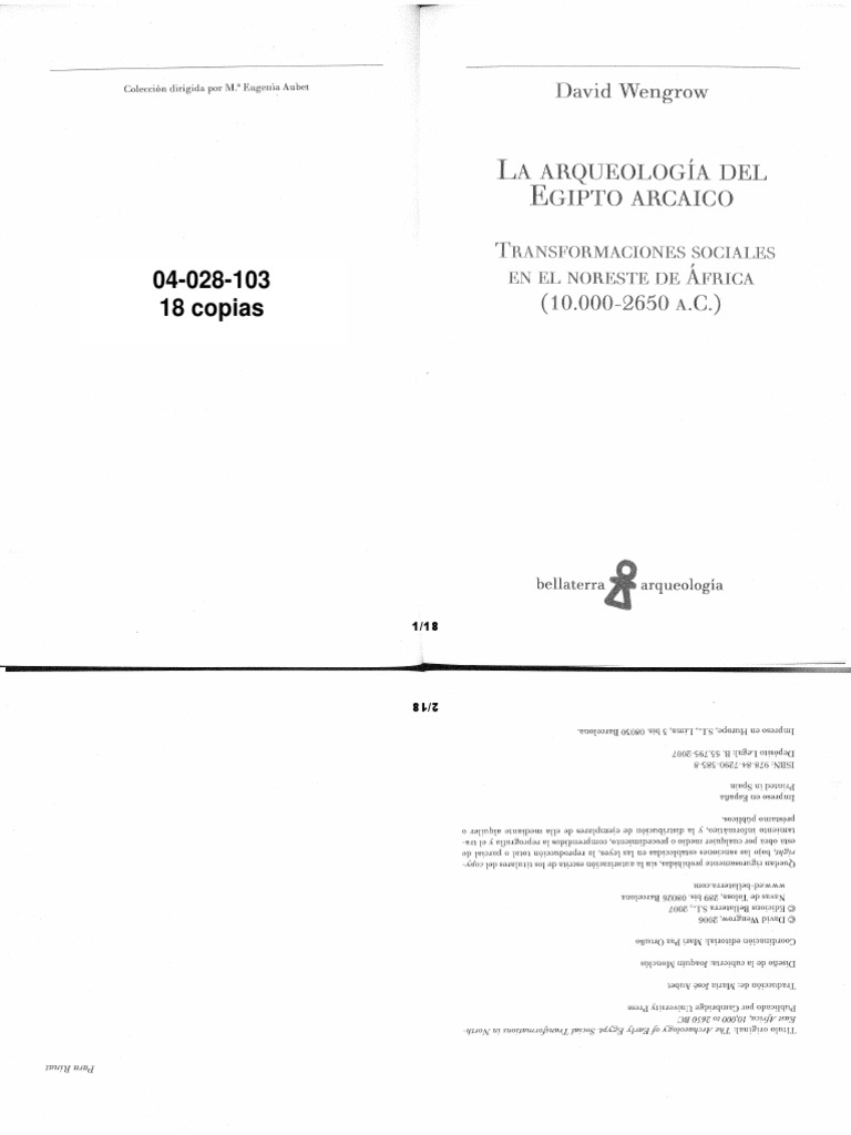 04028103 WENGROW - La arqueología del Egipto arcaico Cap. 4.pdf | PDF