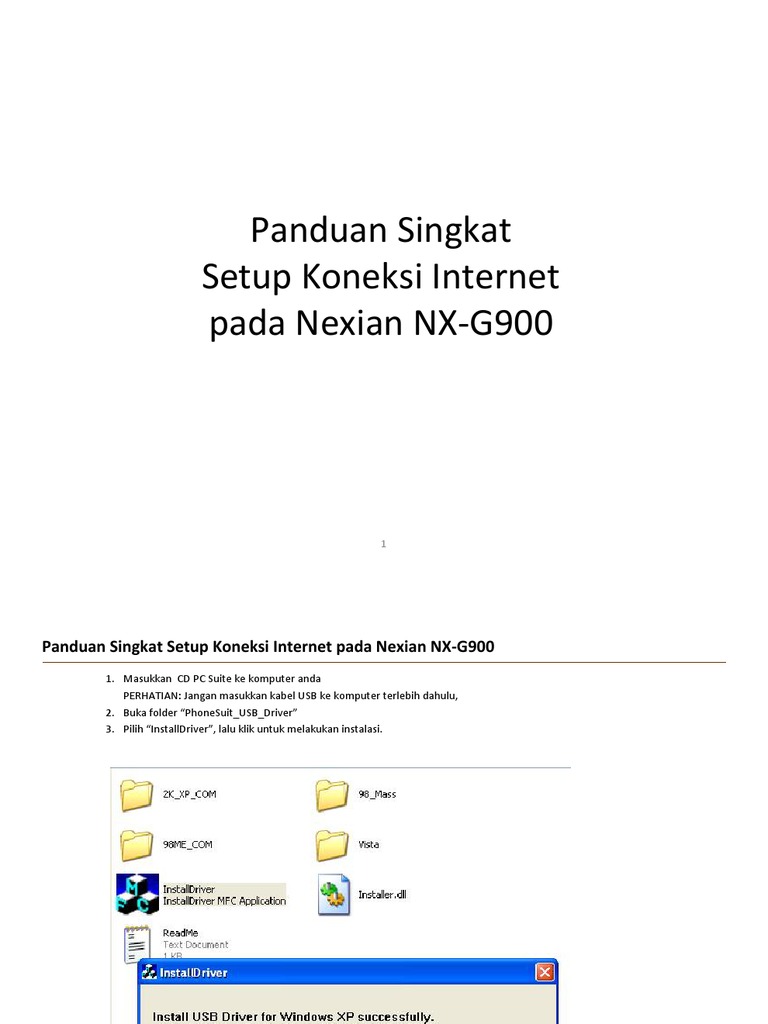 Panduan Set Up Internet Melalui PC Sync NXG900 | PDF