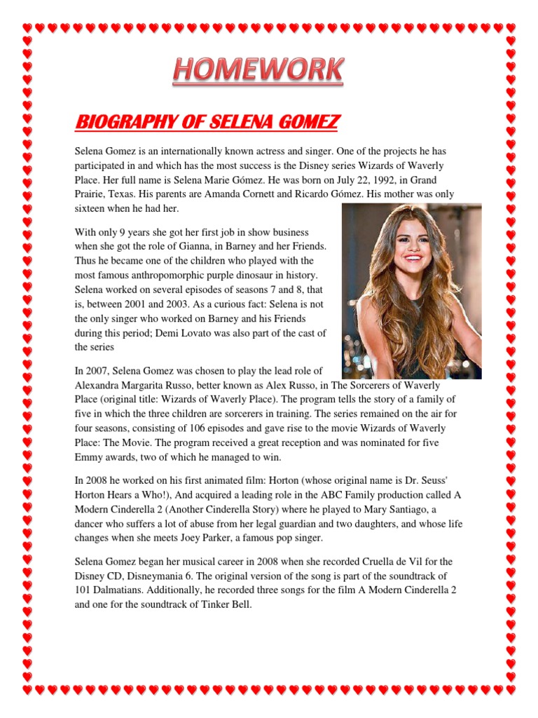 Biography of Selena Gomez | PDF | Religion And Belief