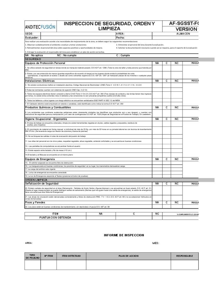 Formato de Inspeccion Almacenes | PDF | Science | Ingeniería
