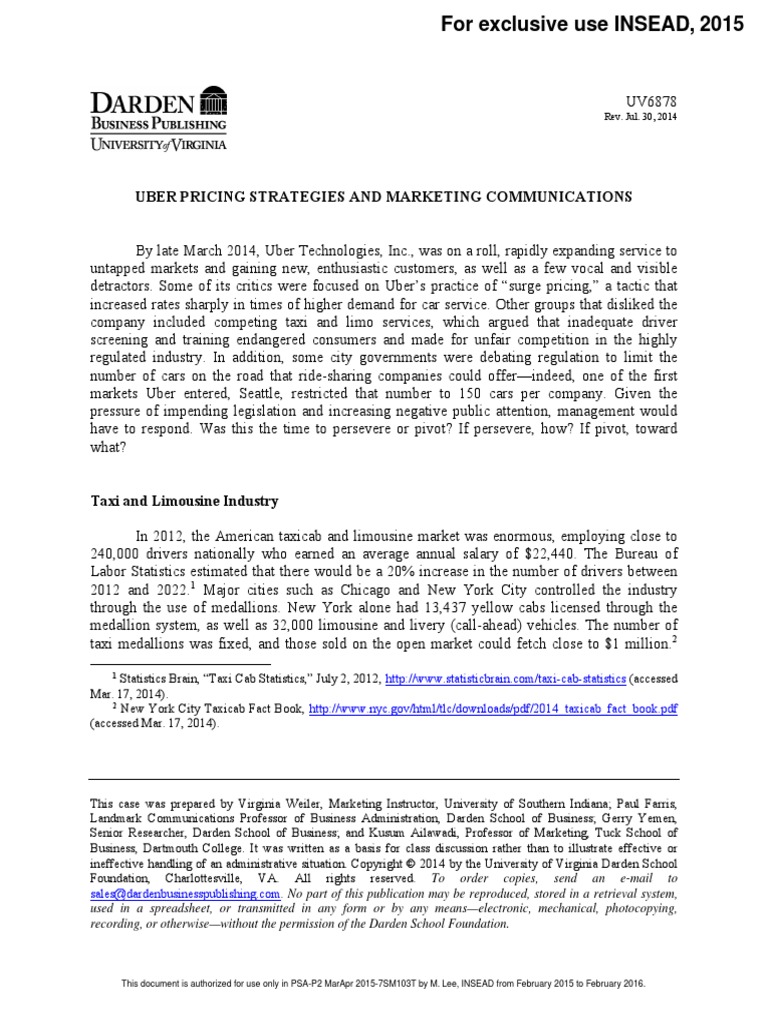 Uber Pricing Strategies and Marketing Communications PDF | PDF | Uber ...
