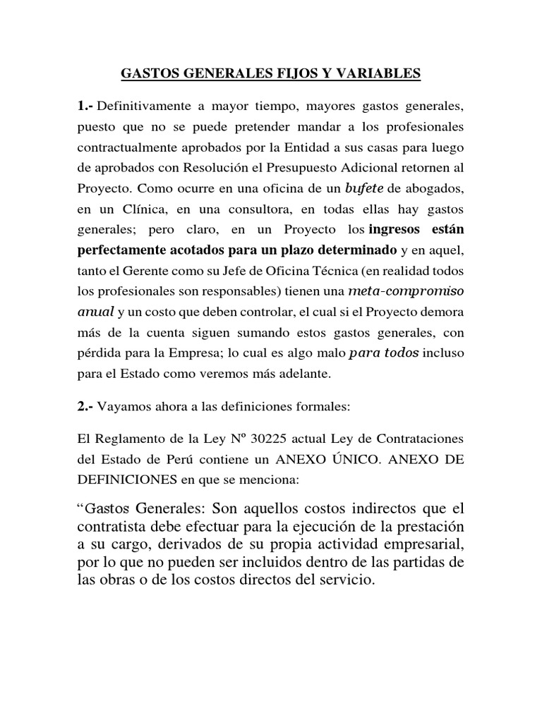 Gastos Generales Fijos y Variables | PDF | Presupuesto | Seguro