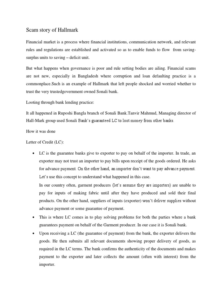 Financial Scam Hallmark and Basic Bank | PDF | Interest Rates | Banks