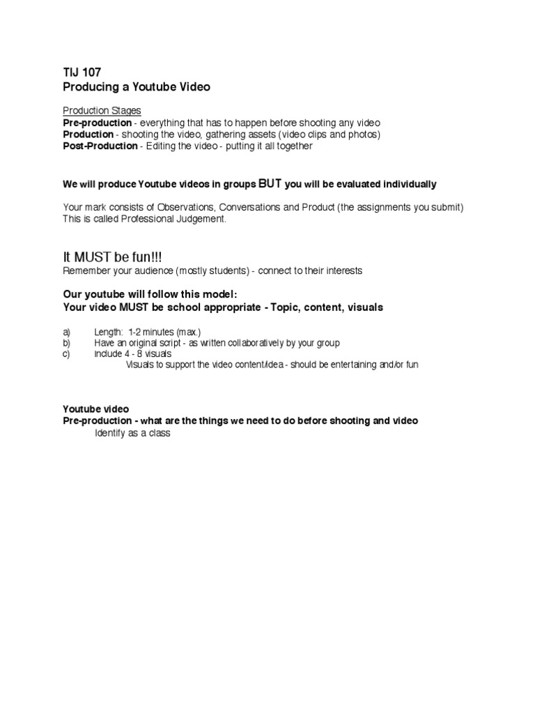 YouTube Video Production Guide | PDF