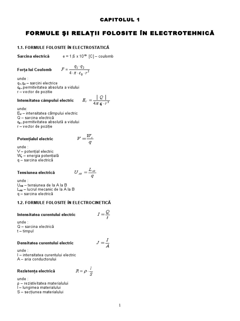 Relatii Electrotehnica PDF | PDF