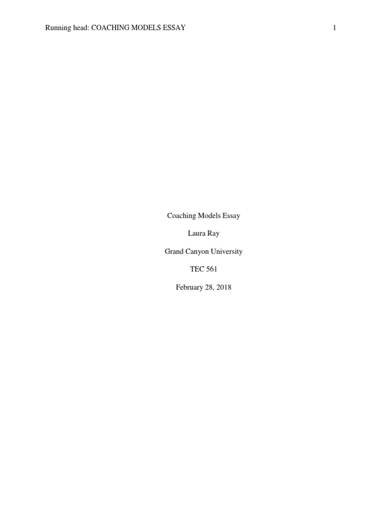 Coaching Models Essay Tec 544 Laura Ray | PDF | Mentorship | Teachers