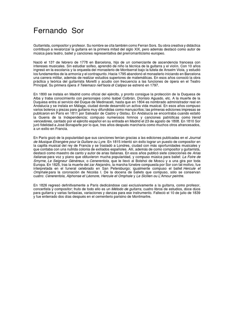 Fernando Sor | PDF | Agitación | Entretenimiento (general)