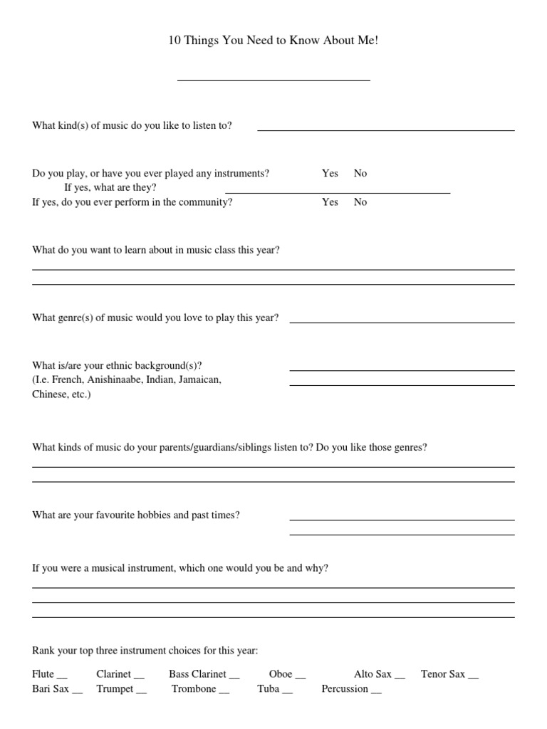 10 Things You Need To Know About Me! | PDF