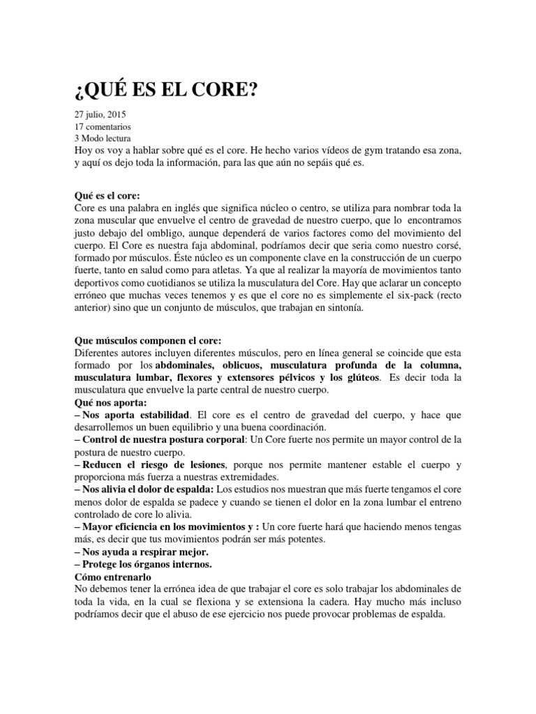 Que Es Core, Significado | PDF | Músculo | Bienestar