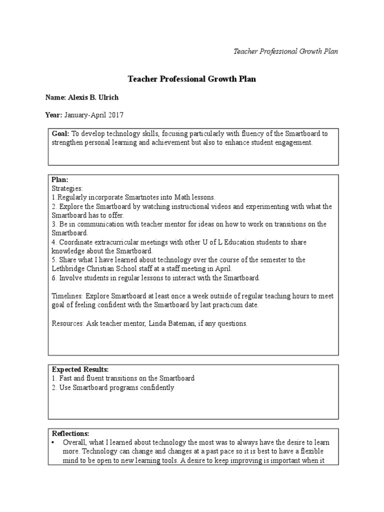 Teacher Professional Growth Plan | PDF