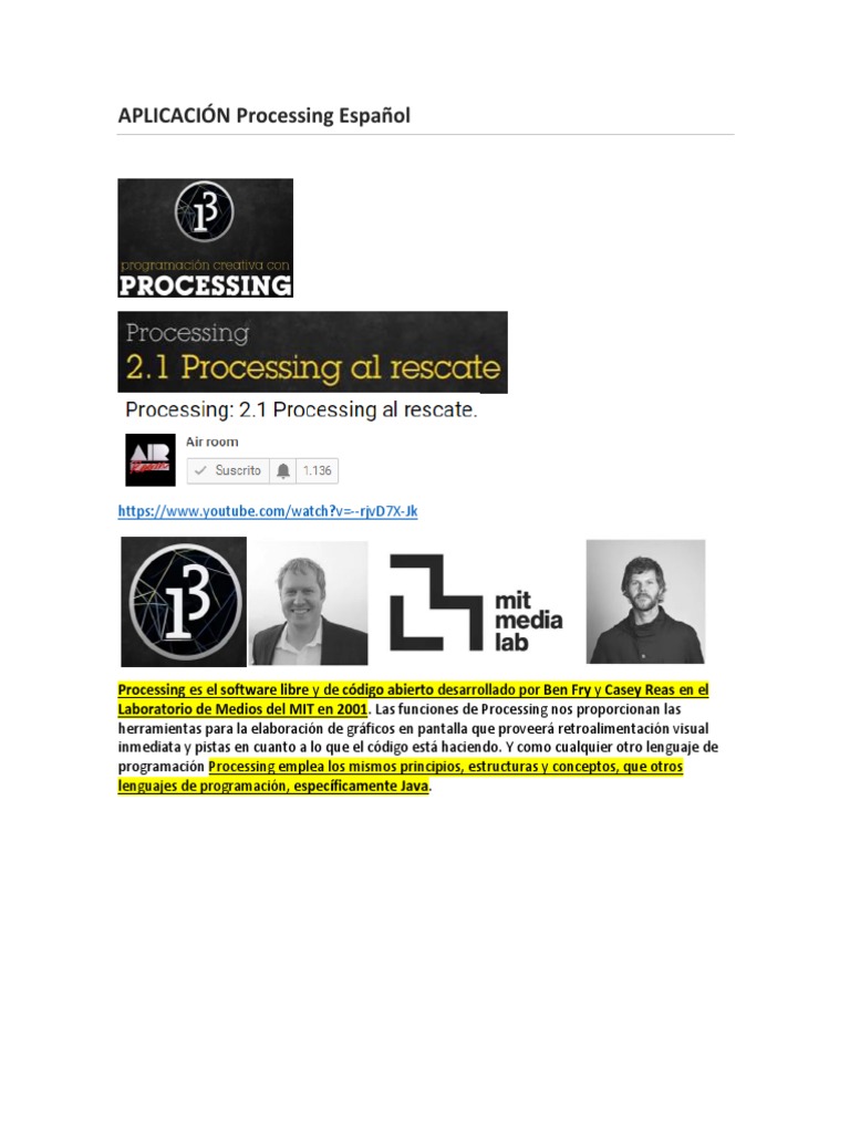 2-APLICACIÓN Processing Español | PDF | Java (lenguaje de programación ...
