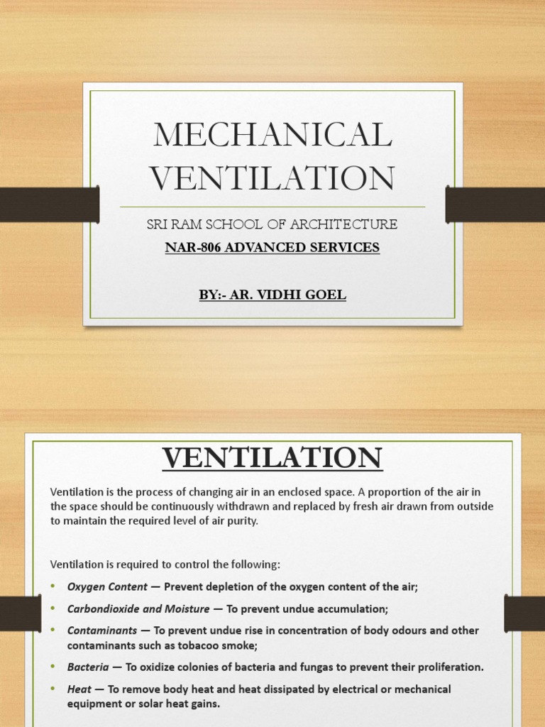 Mechanical Ventilation: Sri Ram School of Architecture | PDF ...