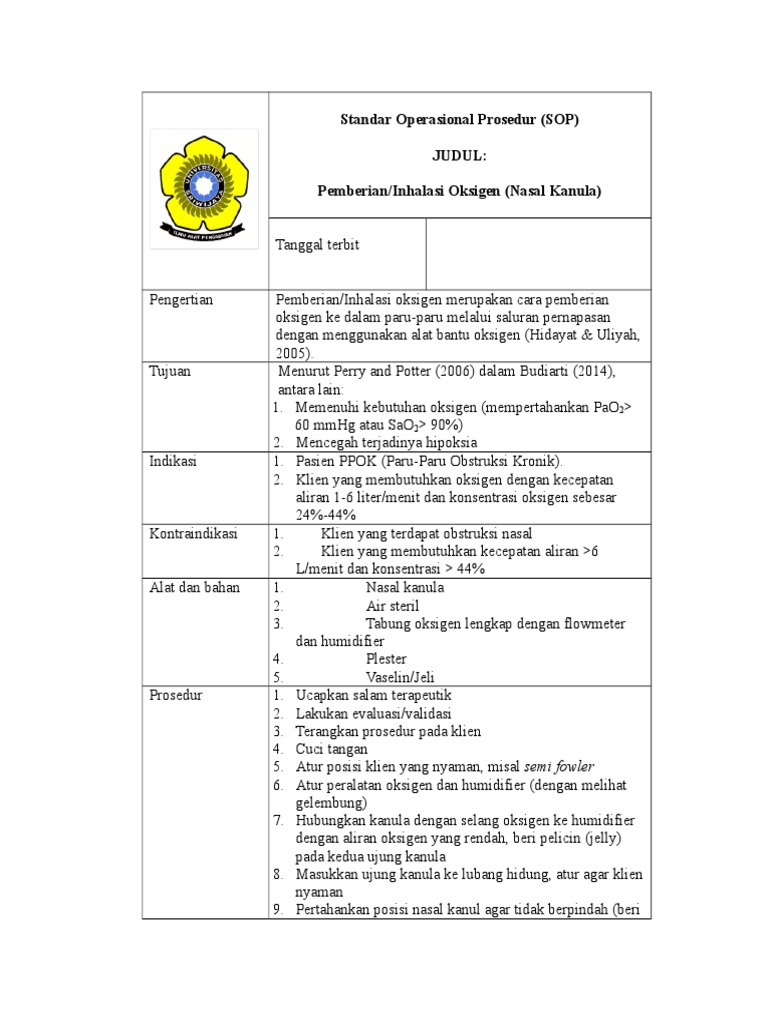 Sop Oksigenasi | PDF