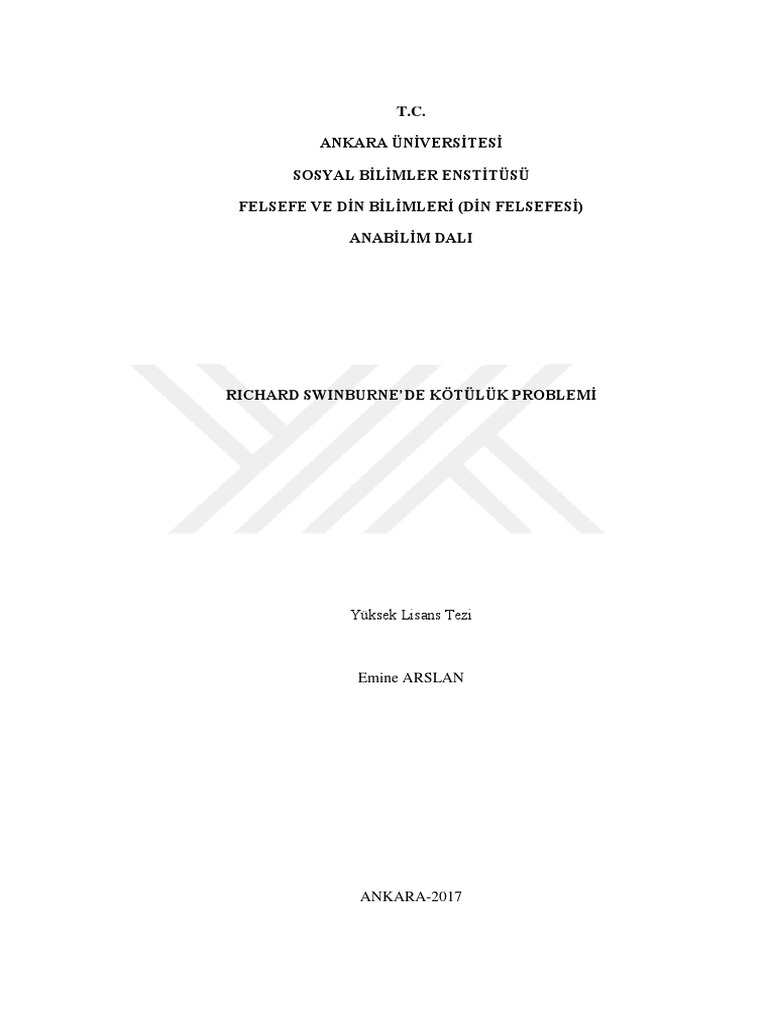 Emine Aslan - Richard Swinburne'de Kötülük Problemi