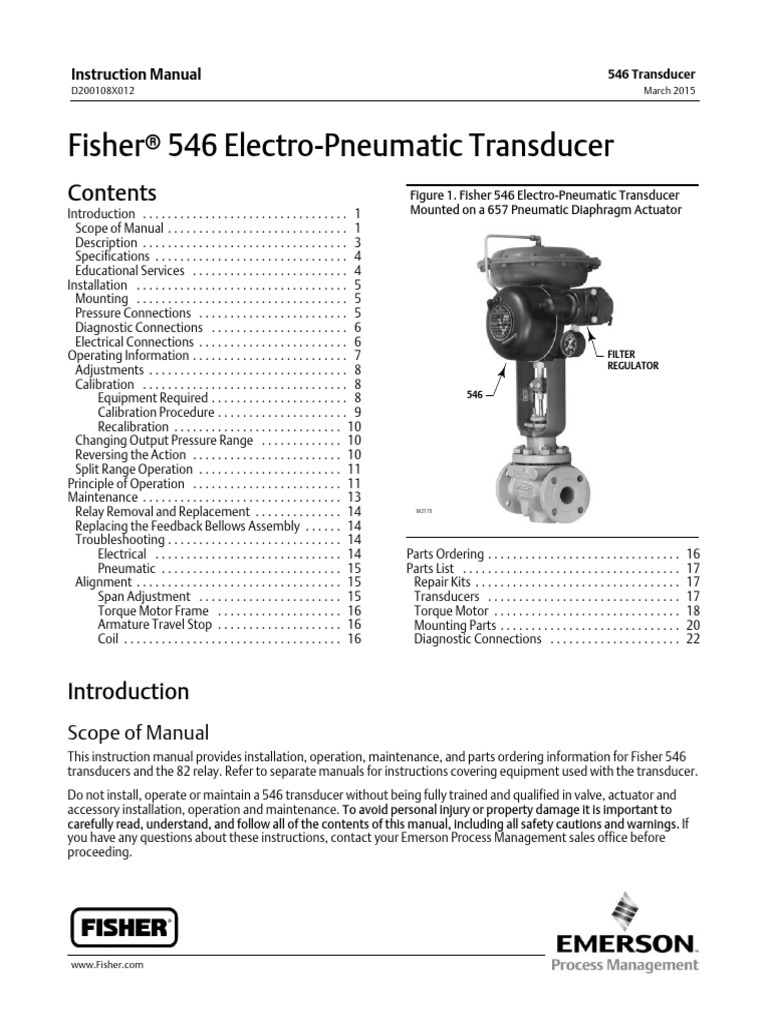 Fisher 546 Transducer Manual | PDF | Calibration | Relay