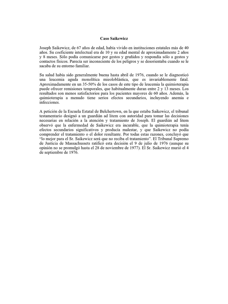 Caso Saikewicz | PDF