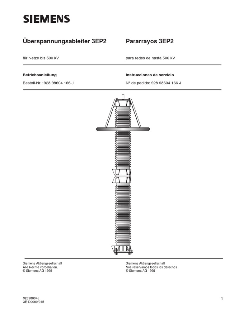 92898604166J Siemens Pararrayos 3ep2 610la901-912 | PDF