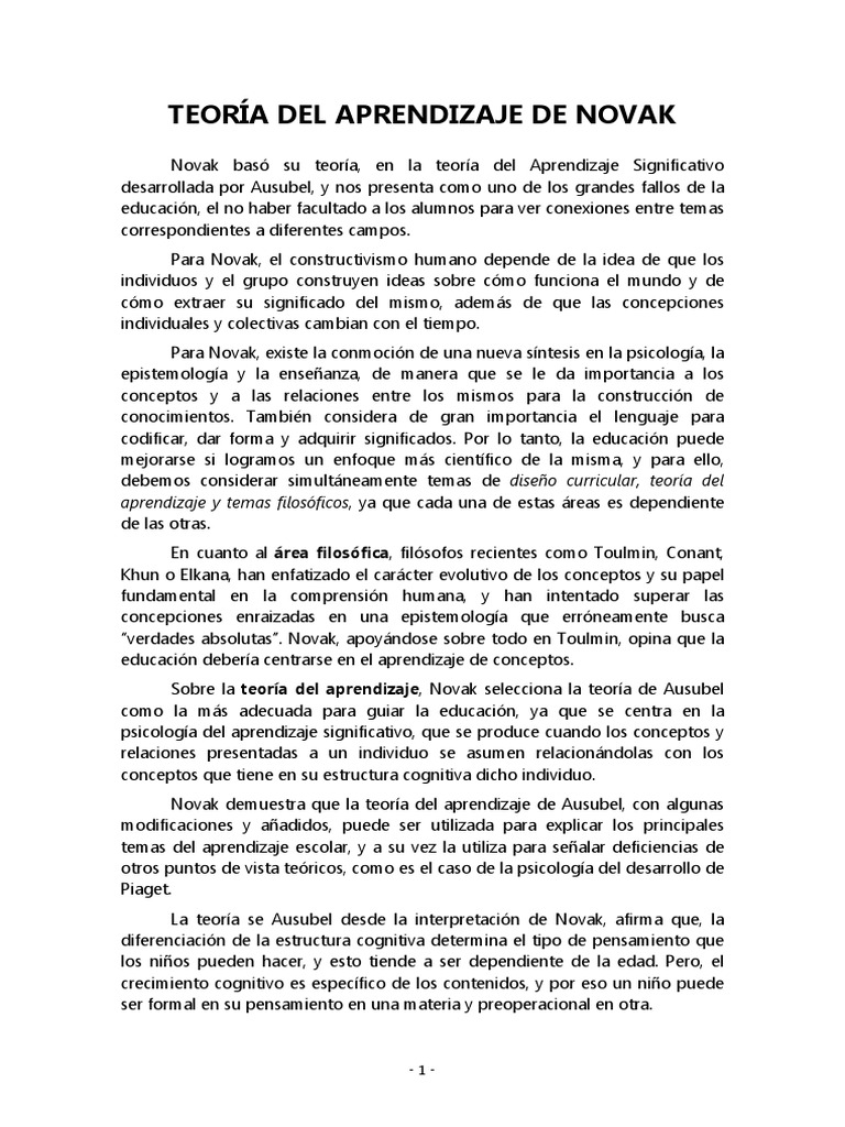 Teoria Constructivista Novak | PDF | Plan de estudios | Aprendizaje
