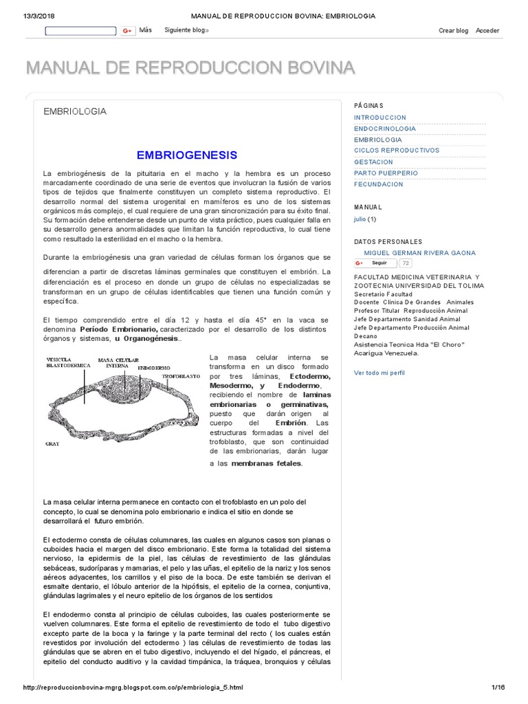 Manual de Reproduccion Bovina - Embriologia | PDF | Mitosis | Anatomía