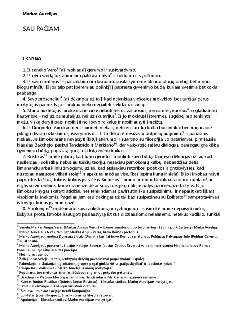Markas Aurelijus. Sau Pačiam - lb3300 | PDF