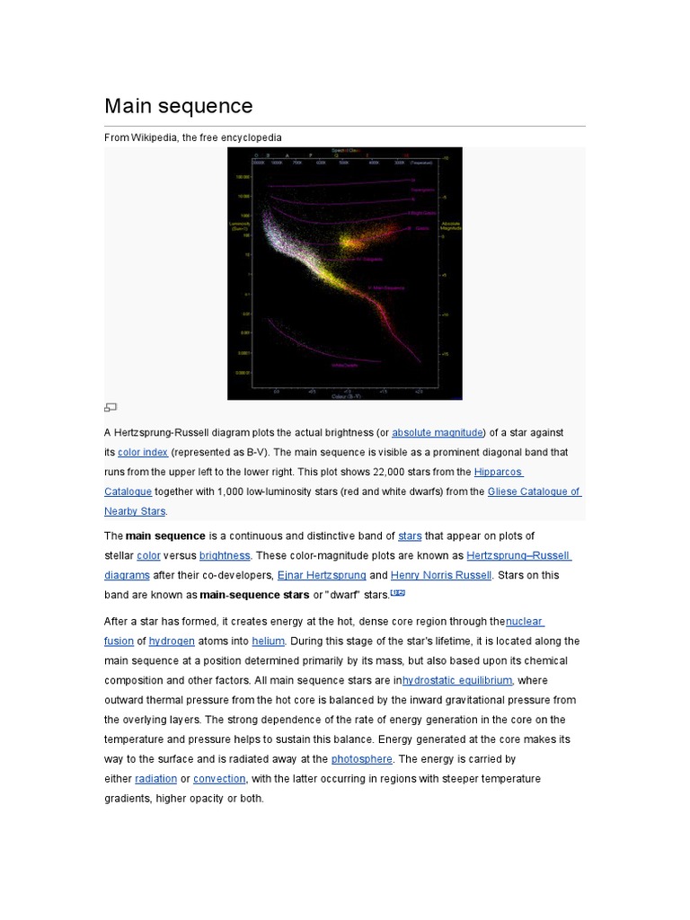 Main Sequence Stars on HR Diagram | PDF | Stars | Astronomy