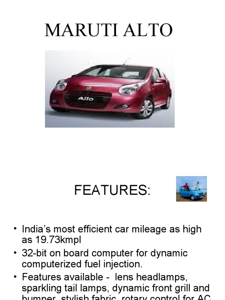 Maruti Alto: Affordable Efficiency | PDF | Front Wheel Drive Vehicles ...