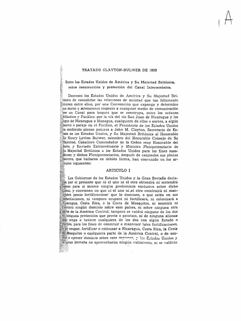 Tratado Clayton-Bulwer (1850), Biblioteca Columbus, OEA | PDF