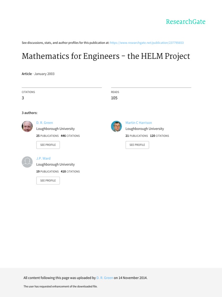 Mathematics For Engineers - The HELM Project | PDF | Eigenvalues And ...