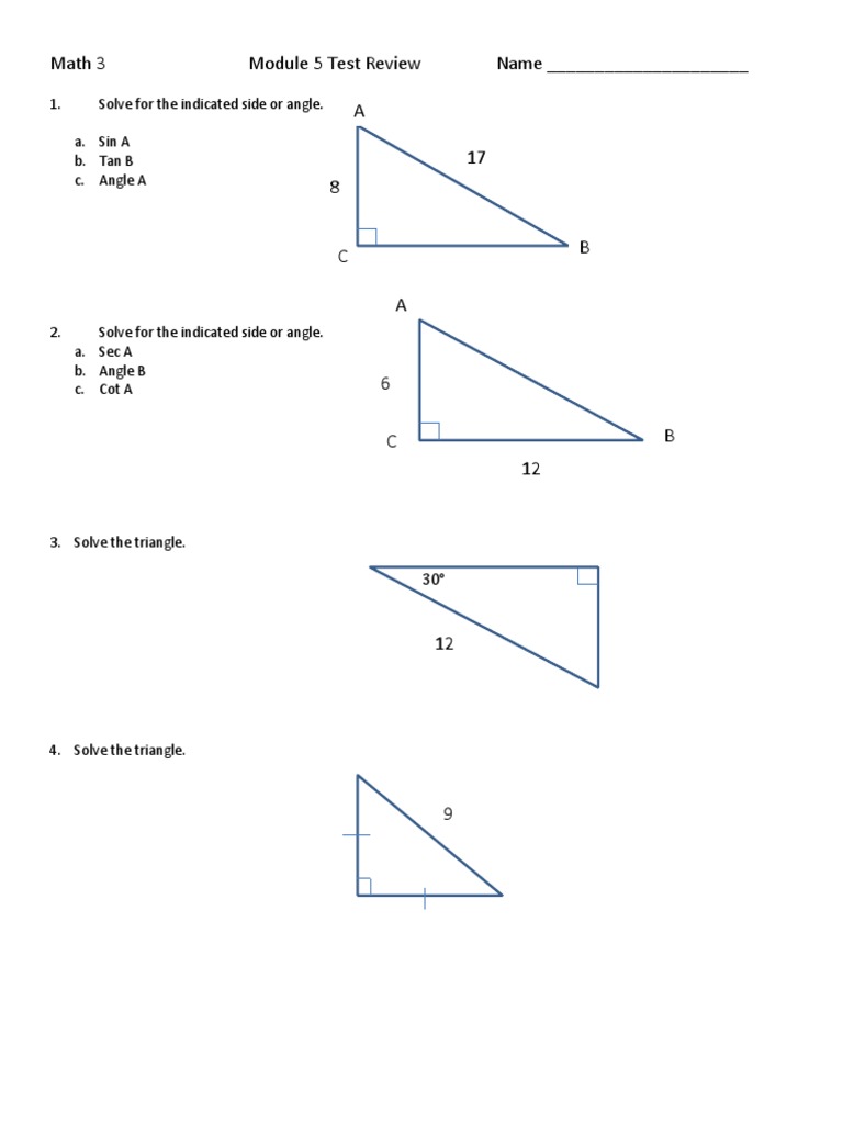 Honors Module 5 Test Review | PDF | Triangle | Area