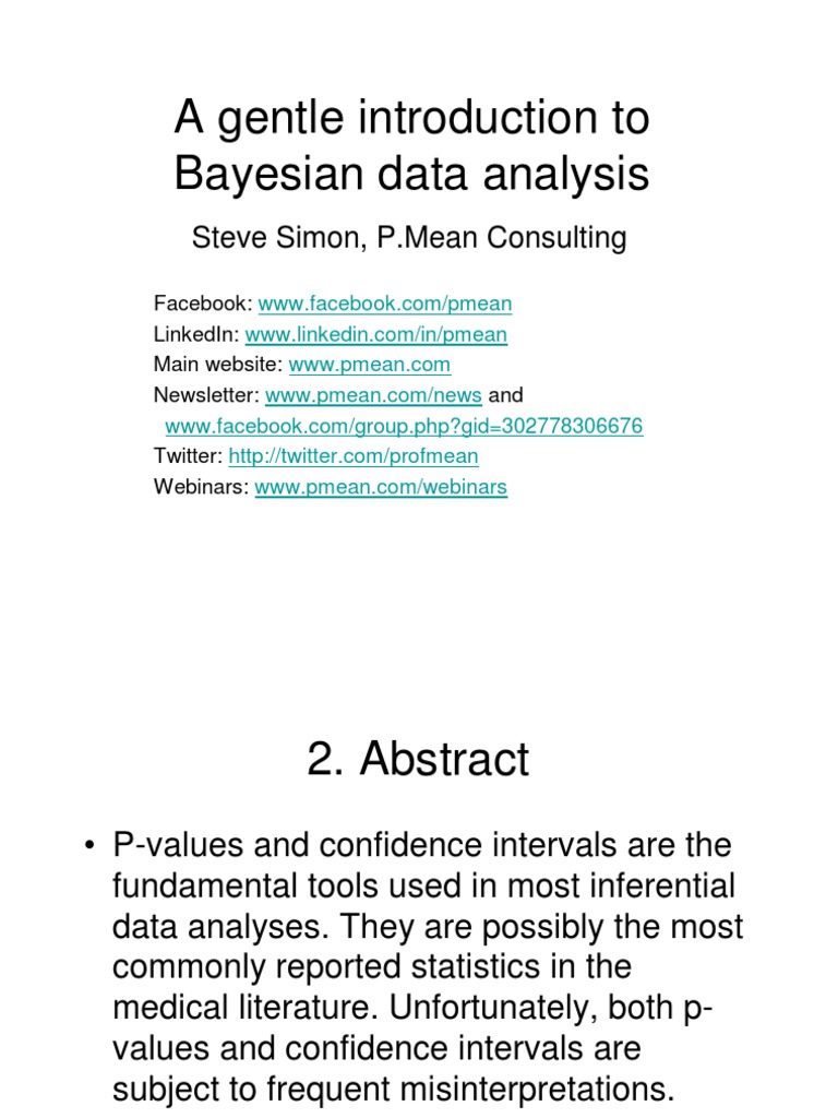 A Gentle Introduction To Bayesian Data Analysis: Steve Simon, P.Mean Consulting | PDF | P Value ...