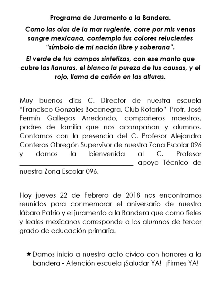 Programa de Juramento A La Bandera | PDF