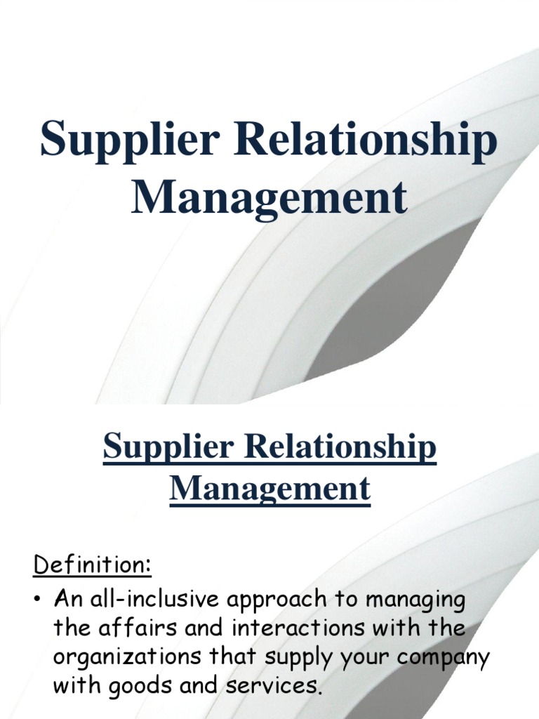 Supplier Relationship Management | PDF