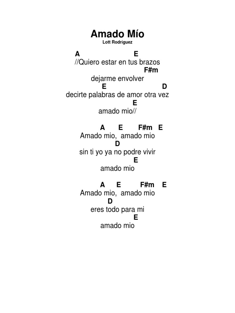 Amado Mío: Letra y Acordes | PDF