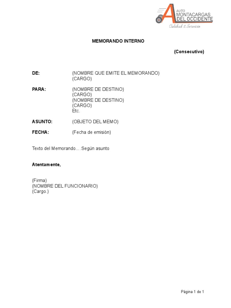 Plantilla de Memorando Interno | PDF
