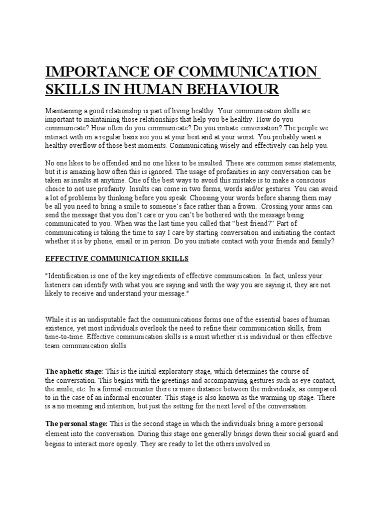 Enhancing Communication Skills for Relationships | PDF | Conversation ...