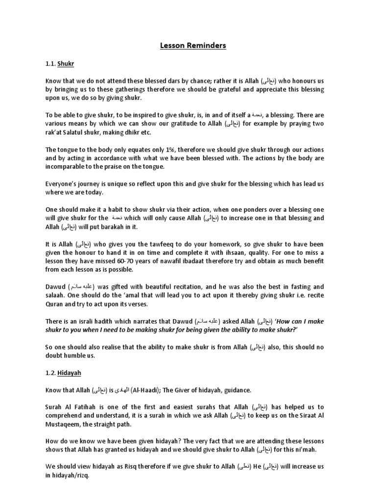 Revision Notes (Master Copy) | PDF | Quran | Islam