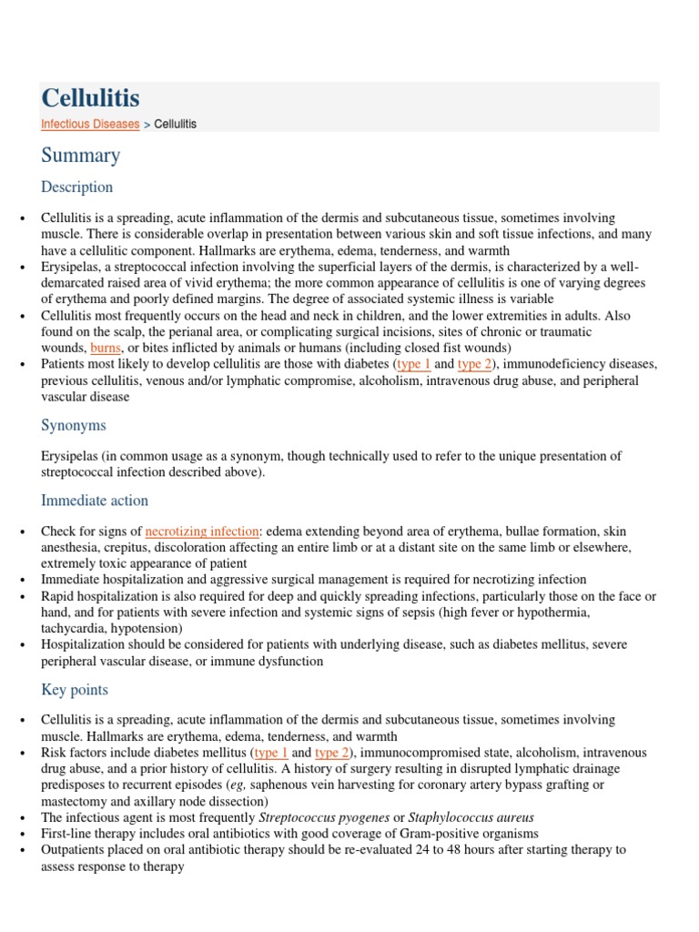 Cellulitis | PDF | Infection | Clinical Medicine