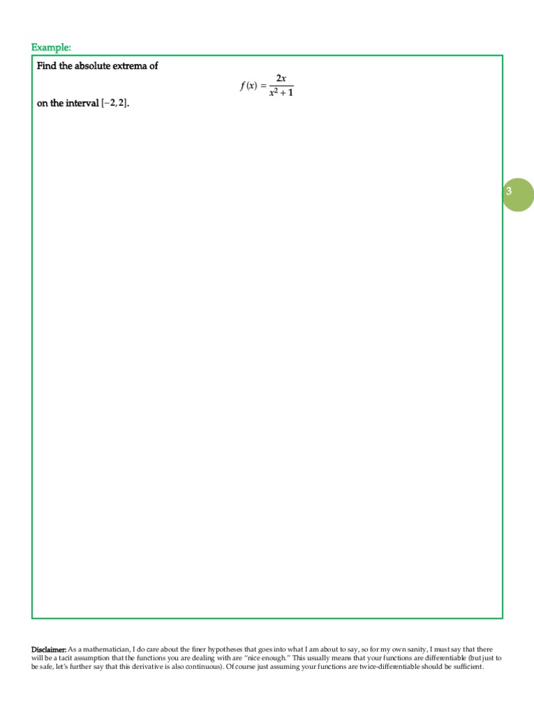 Finding the Absolute Extrema of f(x) = 2x/(x^2 + 1) on the Interval [-2 ...