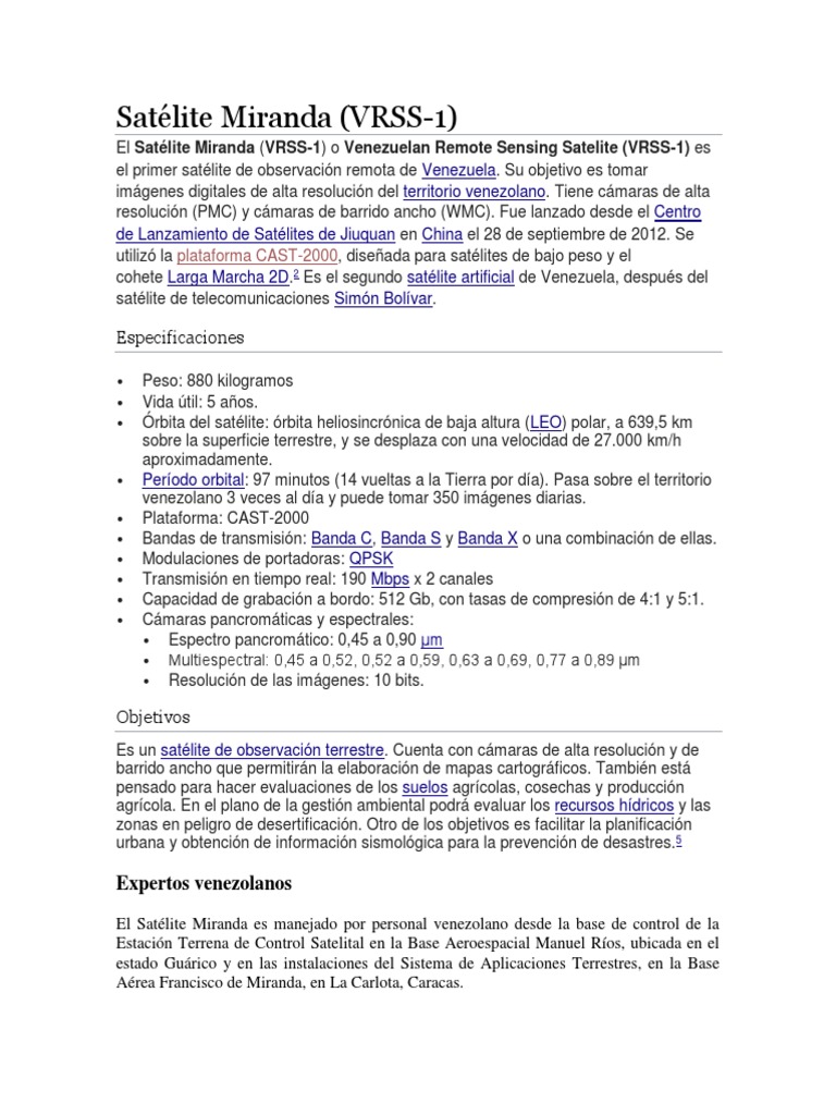 Satélite Miranda | PDF | Satélite | Venezuela