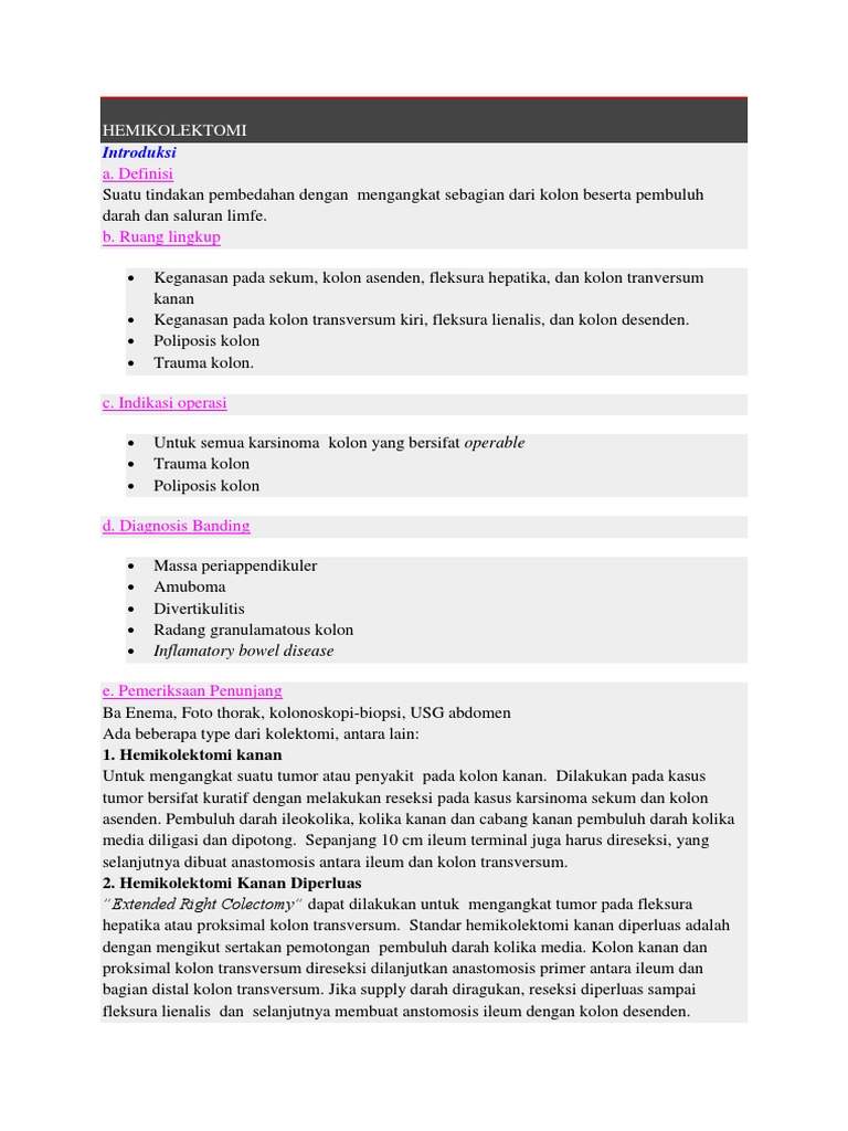 Panduan Hemikolektomi dan Reseksi Usus | PDF | Sains & Matematika