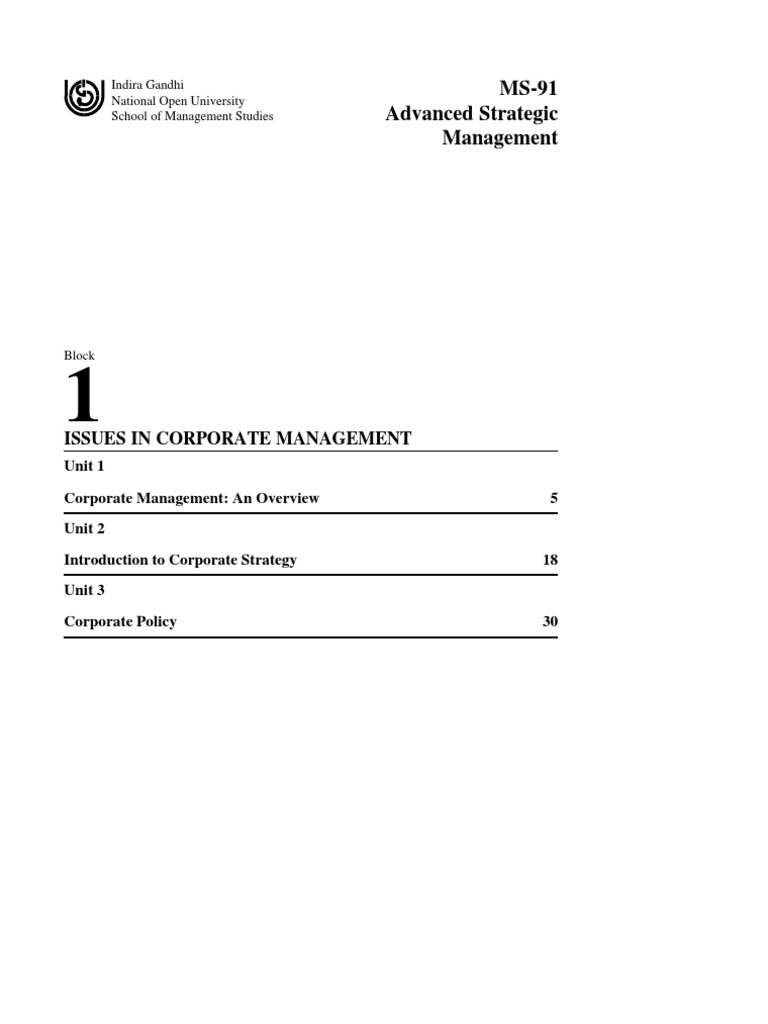 Advanced Strategic Management MBA | PDF | Strategic Planning ...