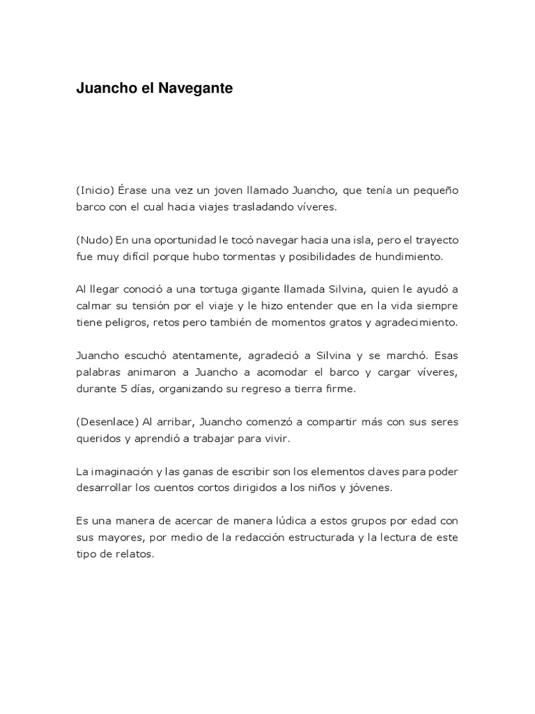 Juancho el Navegante: Un Cuento de Aventuras | PDF