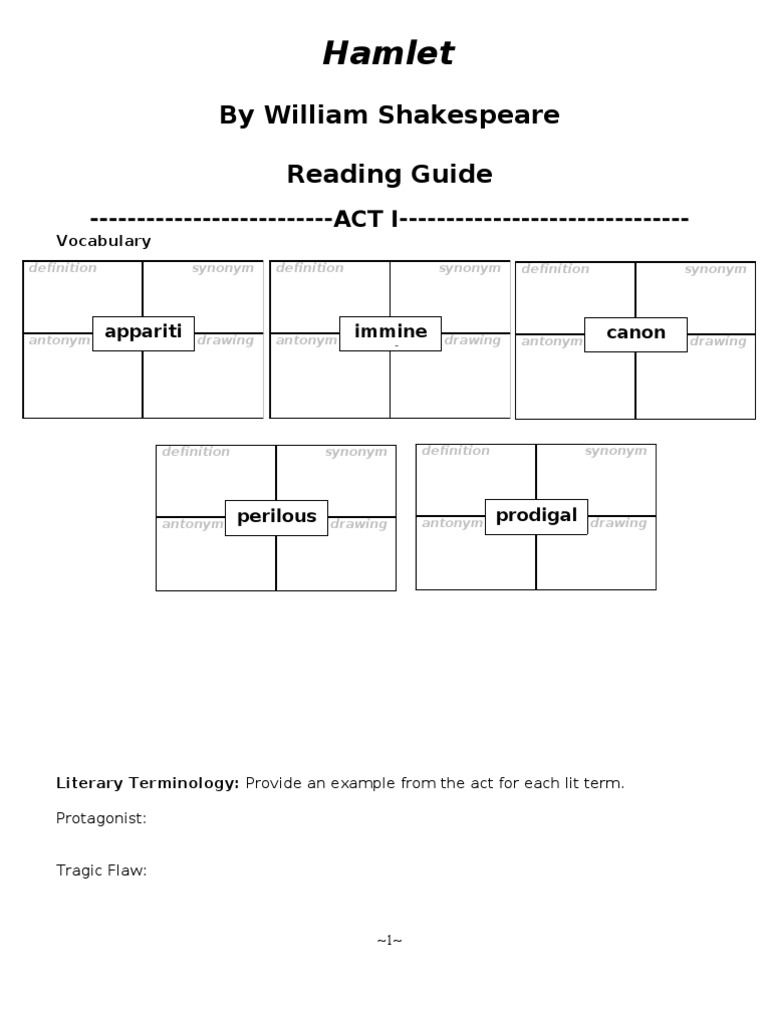 Hamlet Student Reading Guide | PDF | Hamlet | Plays Based On European ...