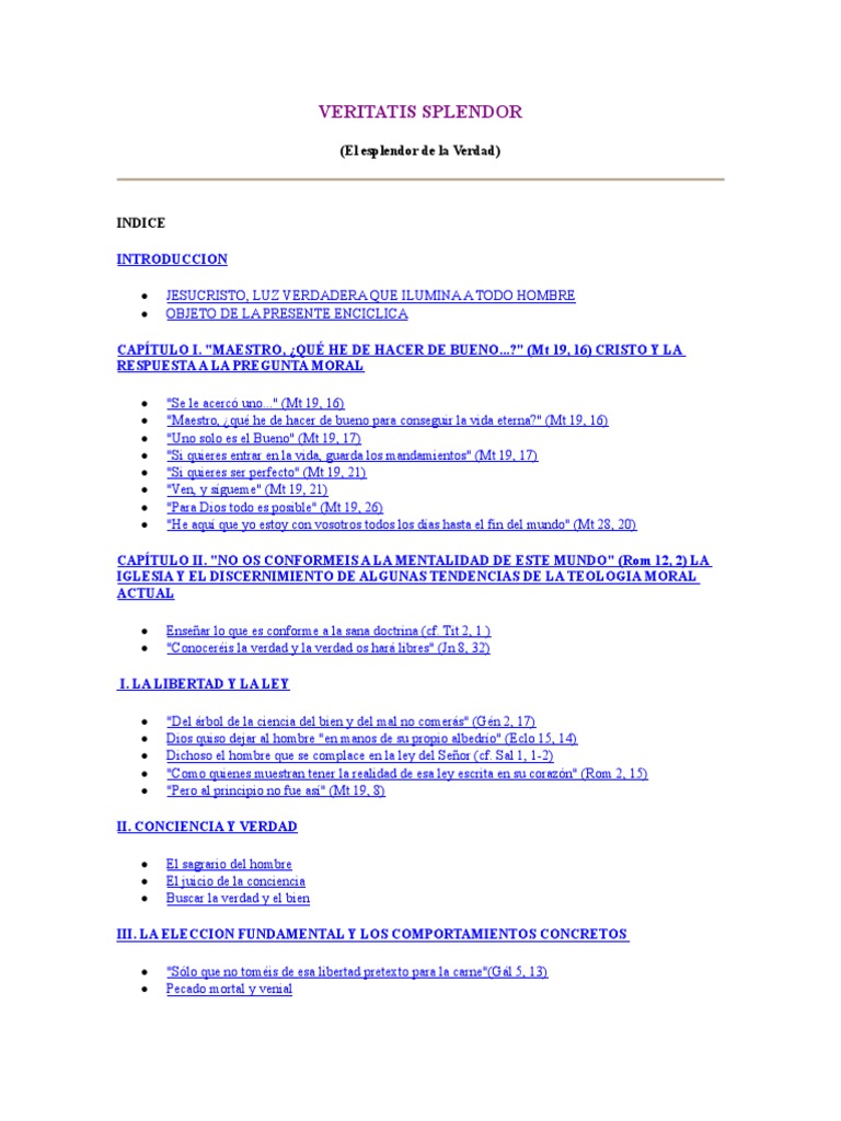 Veritatis Splendor | PDF | Cristo (título) | Diez Mandamientos