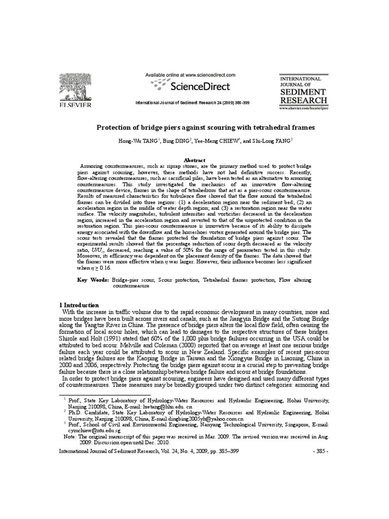 Tetrahedral Frames for Bridge Scour Protection | PDF | Doppler Effect ...