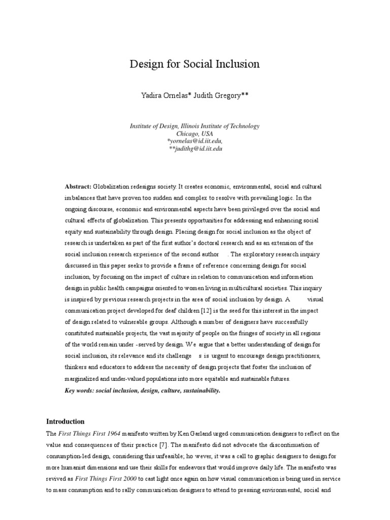 Design For Social Inclusion | PDF | Social Exclusion | Design