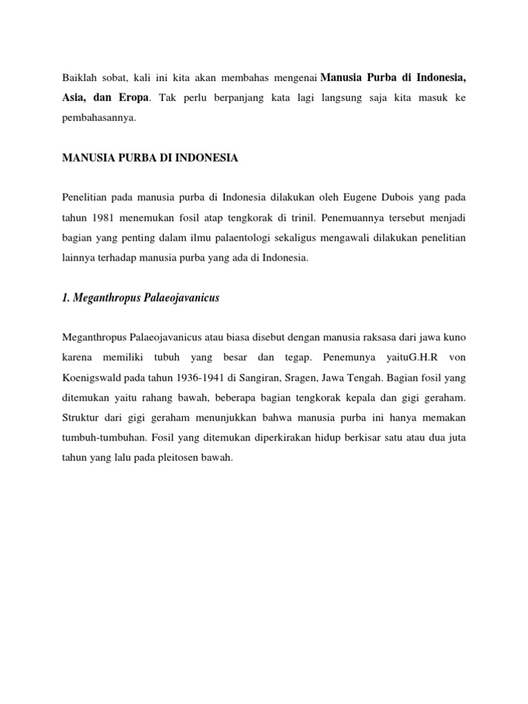 Manusia Purba | PDF