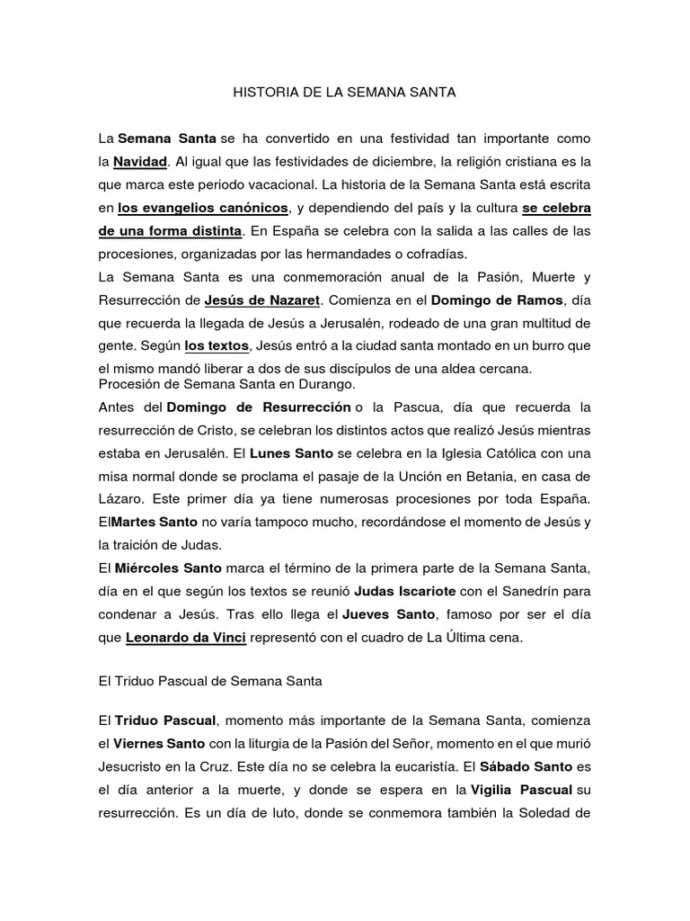 Historia de La Semana Santa | PDF | Pascua de Resurrección | La ...