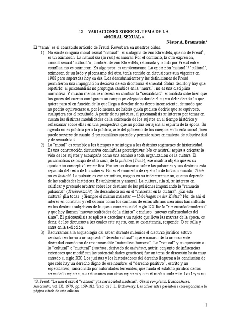 N. Braunstein. 48 Variaciones Sobre El Tema de La Moral Sexual | PDF ...
